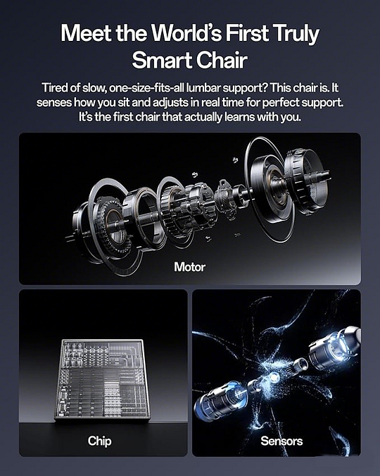 Smart Ergonomic Chair | Lumbar Tracking | 4D Adjustable Headrest | Ven ...